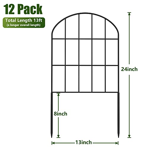 Decorative Garden Fence No Dig Fencing 12 Pack, 13ft (L) x 24in (H) Rustproof Metal Wire Panel Border Animal Barrier,Apply to Dog Fencing Outdoor for The Yard