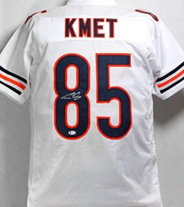 cole kmet autographed white pro style jersey – beckett w silver