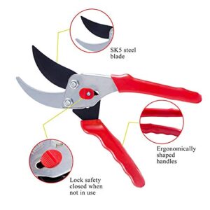 FLORA GUARD - 8.5Inch Traditional Bypass Pruning Shears - Professional Tree and Branch Garden Pruner