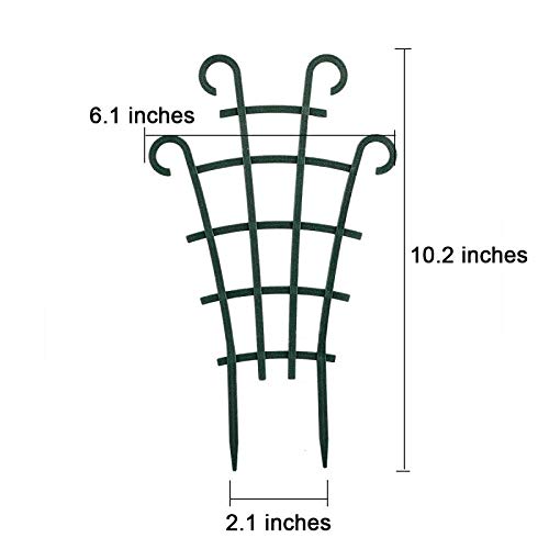 UWIOFF 12 Pack Trellis for Potted Plants, Garden Trellis for Climbing Plants Plastic Mini Climbing Plant Trellis Flower Pots Support Stackable Trellis for Climbing Plants Peas, Dark Green