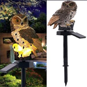 garden solar lights outdoor, owl shape waterproof led decorations landscape lighting for pathway walkway yard patio lawn wedding party (brown)