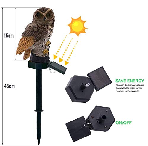 Garden Solar Lights Outdoor, Owl Shape Waterproof LED Decorations Landscape Lighting for Pathway Walkway Yard Patio Lawn Wedding Party (Brown)