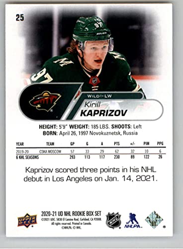 2020-21 Upper Deck NHL Star Rookies Box Set #25 Kirill Kaprizov RC Rookie Minnesota Wild NHL Hockey Base Trading Card