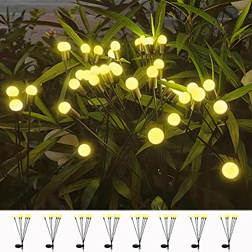 URMONA 8 Pcs Solar Powered Garden Lights Outdoor Waterproof, New Upgrade Swaying Starburst Lights, Solar Outdoor Lights, Decorative Lights for Yard Patio Pathway Landscape, Warm White(8 Pack)