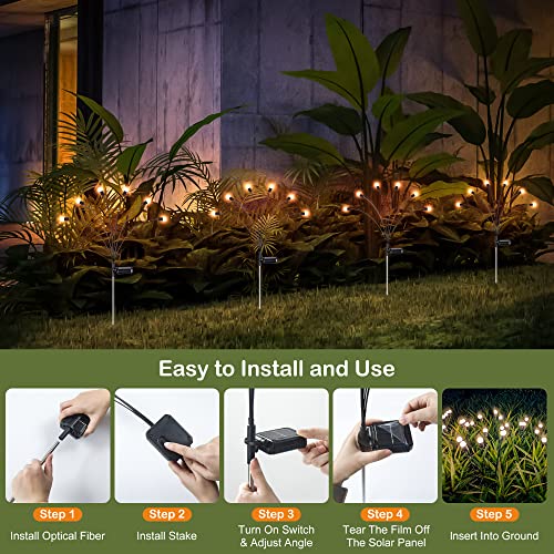 URMONA 8 Pcs Solar Powered Garden Lights Outdoor Waterproof, New Upgrade Swaying Starburst Lights, Solar Outdoor Lights, Decorative Lights for Yard Patio Pathway Landscape, Warm White(8 Pack)