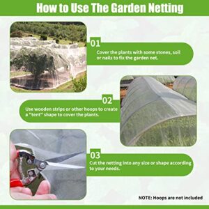 JIFTOK Garden Netting Pest Barrier, 10×33Ft Ultra Fine Garden Mesh Netting for Protection, Garden Bed Row Cover for Vegetable Plants Fruits Flowers Crops Greenhouse Barrier Screen Net Cover