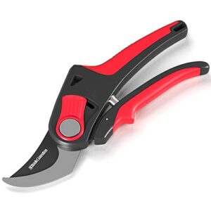 sleek garden hand pruner professional sharp bypass ez-cut garden pruning shears -comfort plus handheld gardening tools pruner,rust proof blades clippers/scissors /- shock absorber + cushion