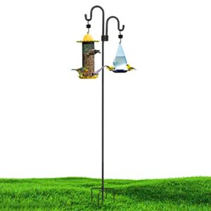 shepards hooks for outdoor,76 inch bird feeder pole, heavy duty shepherds hook for bird feeders for outside tall hummingbird feeder stand bird feeder hanger garden hook wind chime stand black 1 pack