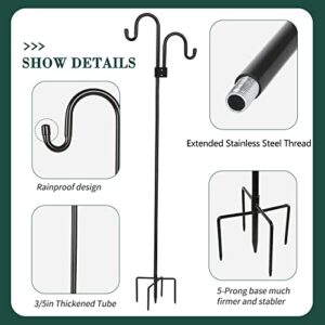 Shepards Hooks for Outdoor,76 Inch Bird Feeder Pole, Heavy Duty Shepherds Hook for Bird Feeders for Outside Tall Hummingbird Feeder Stand Bird Feeder Hanger Garden Hook Wind Chime Stand Black 1 Pack