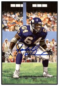 randall mcdaniel signed goal line art card glac autographed vikings psa/dna