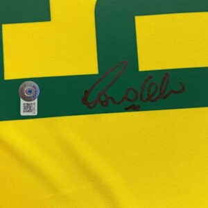 Autographed/Signed Ronaldo Nazario Brazil Yellow Soccer Jersey Beckett BAS COA