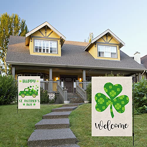 DmHirmg St. Patrick's Day Garden Flag Double-Sided Pattern Printing Weatherproof Garden Flag St. Patrick's Day Decoration for Home(2 Pack)