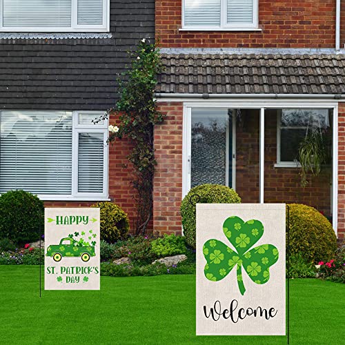 DmHirmg St. Patrick's Day Garden Flag Double-Sided Pattern Printing Weatherproof Garden Flag St. Patrick's Day Decoration for Home(2 Pack)