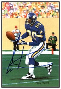 cris carter signed goal line art card glac autographed vikings psa/dna