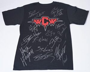 hulk hogan ric flair sting vader sid +10 signed wcw champions shirt psa/dna wwe – autographed wrestling miscellaneous items