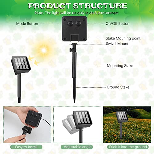 22 LED Solar St Patrick's Day Garden Flag 8 Lighting Modes 13 x 16.1 Inch Double Sided Vertical Shamrock Garden Flag for St Patrick's Day Garden Outdoor Yard Light Decoration