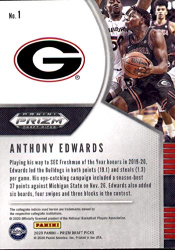 2020-21 Panini Prizm Draft Picks #1 Anthony Edwards NM-MT Georgia Bulldogs Basketball