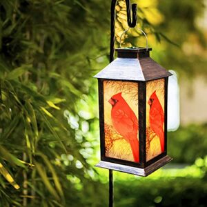 solar lanterns, outdoor hanging lanterns waterproof led solar cardinal lights tabletop lamp for outdoor patio garden（1pack