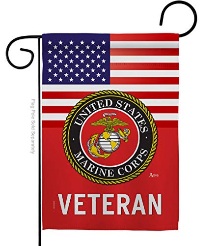 US Marine Corps Veteran Garden Flag - Armed Forces USMC Semper Fi United State American Military Retire Official - House Decoration Banner Small Yard Gift Double-Sided Made in USA 13 X 18.5