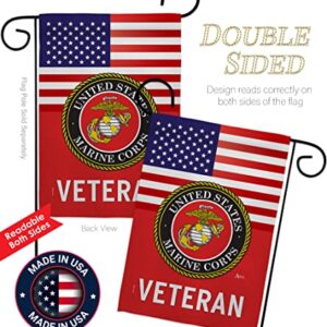 US Marine Corps Veteran Garden Flag - Armed Forces USMC Semper Fi United State American Military Retire Official - House Decoration Banner Small Yard Gift Double-Sided Made in USA 13 X 18.5