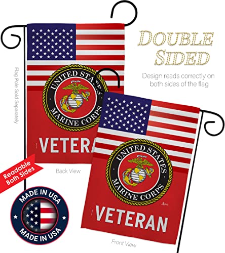 US Marine Corps Veteran Garden Flag - Armed Forces USMC Semper Fi United State American Military Retire Official - House Decoration Banner Small Yard Gift Double-Sided Made in USA 13 X 18.5