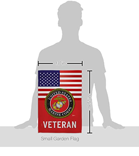 US Marine Corps Veteran Garden Flag - Armed Forces USMC Semper Fi United State American Military Retire Official - House Decoration Banner Small Yard Gift Double-Sided Made in USA 13 X 18.5