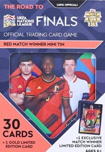 2022 topps match attax soccer road to nations league finals red match winner collectible mini tin with an exclusive cristiano ronaldo limited edition gold card