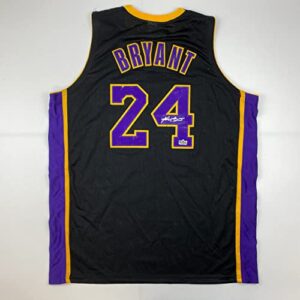 facsimile autographed kobe bryant #24 los angeles la black reprint laser auto basketball jersey size men’s xl