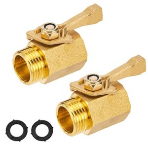 joejet garden hose shut off valve, heavy duty brass shut off valve for garden hose with 2 rubber washers, 3/4 inch, 2 pack