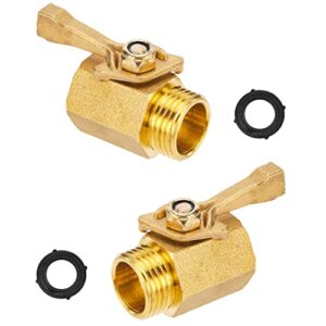 JOEJET Garden Hose Shut Off Valve, Heavy Duty Brass Shut Off Valve for Garden Hose with 2 Rubber Washers, 3/4 Inch, 2 Pack