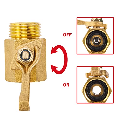 JOEJET Garden Hose Shut Off Valve, Heavy Duty Brass Shut Off Valve for Garden Hose with 2 Rubber Washers, 3/4 Inch, 2 Pack