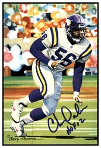 chris doleman signed goal line art card glac autographed w/hof vikings psa/dna