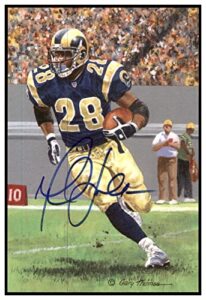 marshall faulk signed goal line art glac autographed rams psa/dna