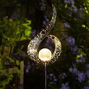 homeimpro outdoor solar lights garden crackle glass globe stake lights,waterproof led lights for garden,lawn,patio or courtyard