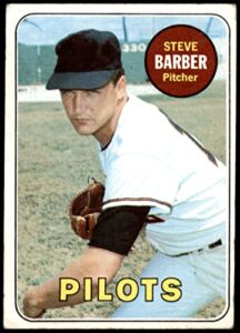 1969 topps # 233 xmud steve barber seattle pilots (baseball card) (no mud on his face) dean’s cards 2 – good pilots