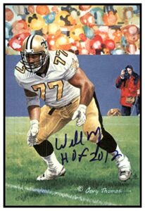 willie roaf signed goal line art card glac autographed w/hof saints psa/dna