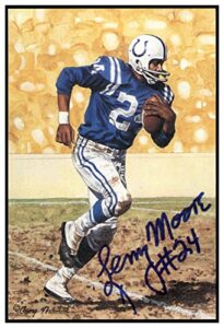 lenny moore signed goal line art card glac autographed colts psa/dna