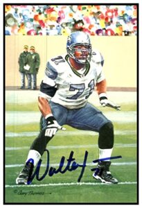 walter jones signed goal line art card glac autographed seahawks psa/dna