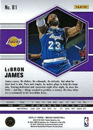 2020-21 Panini Mosaic #81 LeBron James Los Angeles Lakers NBA Basketball Trading Card