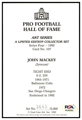 John Mackey Signed Goal Line Art Card GLAC Autographed Colts PSA/DNA