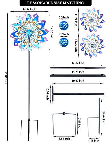 MUMTOP Wind Spinner 360 Degrees Double Wind Sculpture is Suitable for Decorating Your Patio, Lawn & Garden