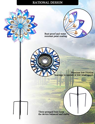 MUMTOP Wind Spinner 360 Degrees Double Wind Sculpture is Suitable for Decorating Your Patio, Lawn & Garden