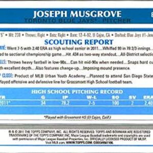 2011 Bowman Draft Prospects #BDPP62 Joseph Joe Musgrove Toronto Blue Jays MLB Baseball Card NM-MT 1st Bowman Card/Rookie