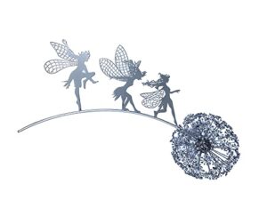 bluwte garden fairy decoration stake fairy dancing with dandelion metal fairy stick garden miniature sculptures lawn landscape sculpture decoration (b)