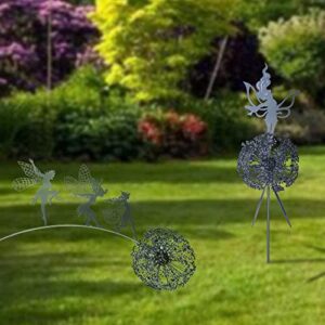 BLUWTE Garden Fairy Decoration Stake Fairy Dancing with Dandelion Metal Fairy Stick Garden Miniature Sculptures Lawn Landscape Sculpture Decoration (B)