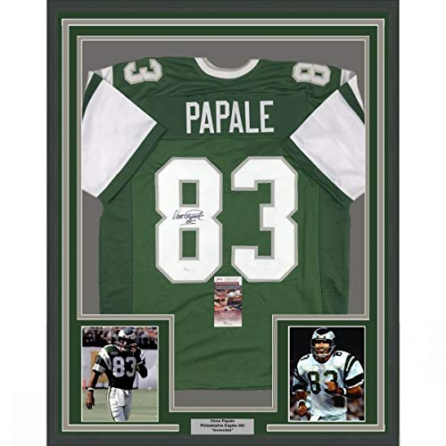 Framed Autographed/Signed Vince Papale 33x42 Philadelphia Green Football Jersey JSA COA