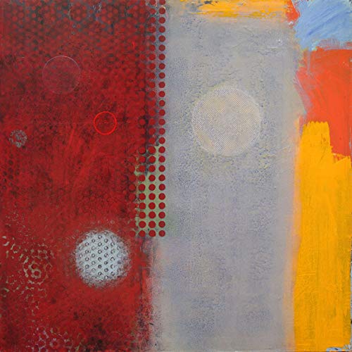 Red and Gray Field with Crystal Event by Alan Mazzetti, Original Acrylic on Panel, 30" x 30"