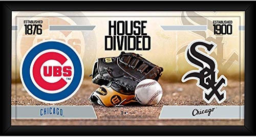 Chicago Cubs vs. Chicago White Sox Framed 10" x 20" House Divided Baseball Collage - MLB Team Plaques and Collages