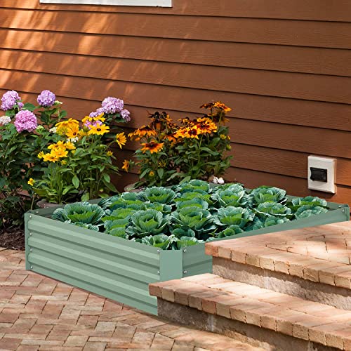 Aoodor Raised Garden Bed 4' x 4' x 1' Patio Ourdoor Yard