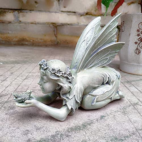 Fianmy Fairy Outdoor Garden Decor Statues, Outdoor Fairy Statue Art Garden Cemetery Decorations Statue for Patio, Lawn, Yard Decoration, Housewarming Garden Unique Gift